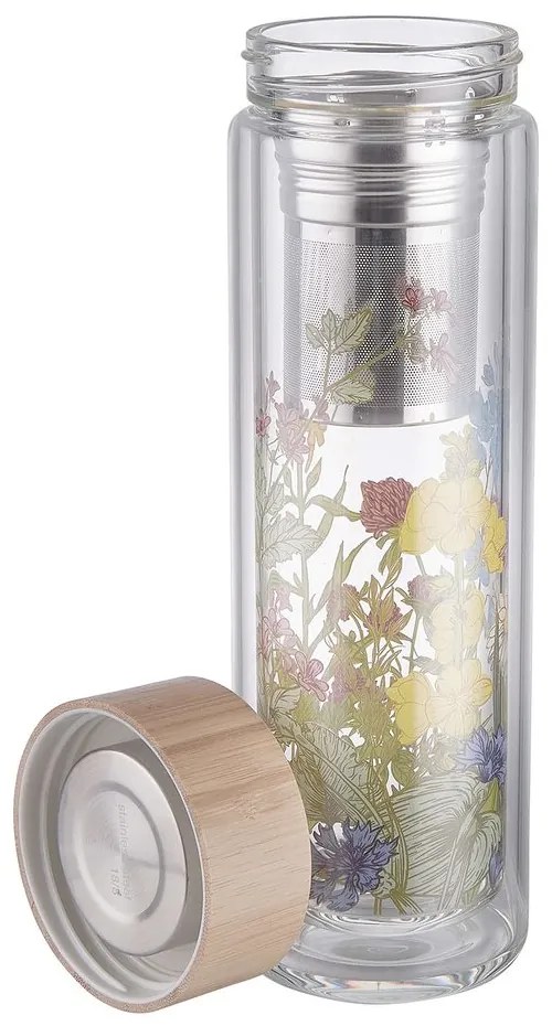 TEA TENDER Láhev na čaj s květinovým potiskem 450 ml