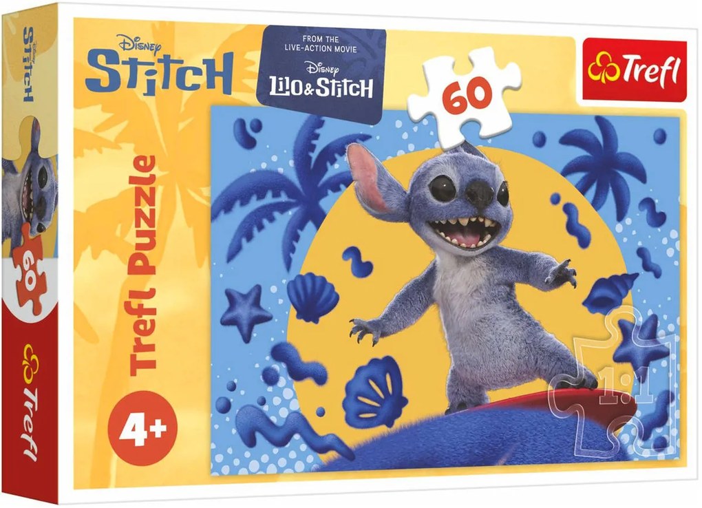 TREFL PUZZLE Den se Stitchem Lilo&Stitch skládačka 33x22cm 60 dílků tr17407