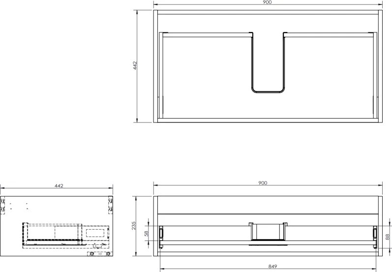 Mexen Orio, koupelnová skříňka 90 cm s umyvadlem Vela, 1 zásuvka, šedá matná/bílá matná, 91A10-09023-1-BF62-W23M01