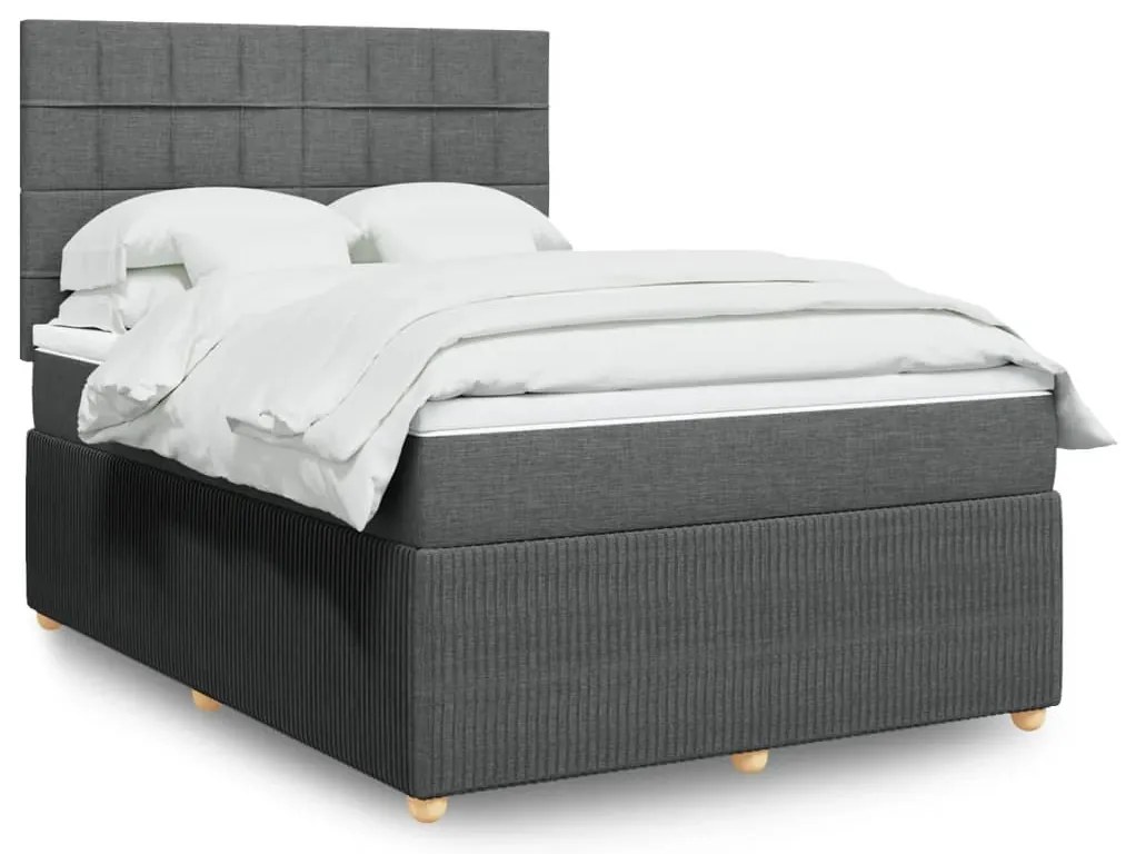 Box spring postel s matrací tmavě šedý 140 x 190 cm textil