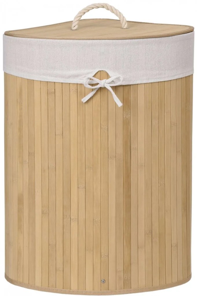 TZB Rohový bambusový koš na prádlo s víkem 60L hnědý