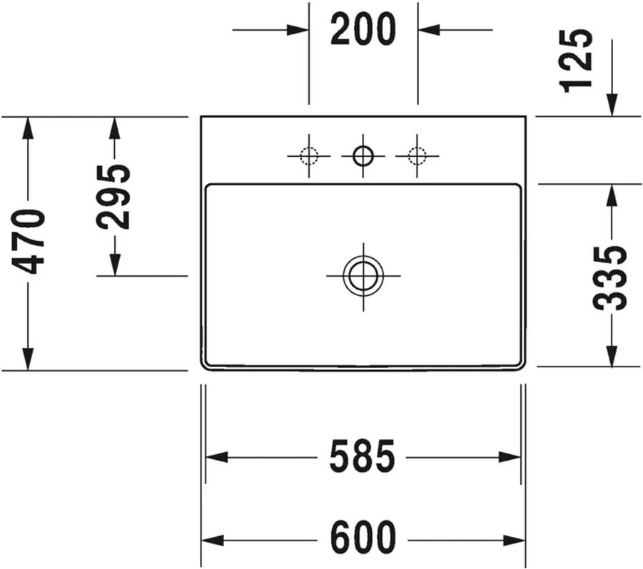 Duravit DuraSquare- Umyvadlo, broušené na desku, 60x47 cm, bílá 2353600071