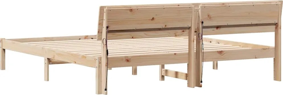 Rám postele s čelo Hnědá 200 x 200 cm Masivní borové dřevo 3385742