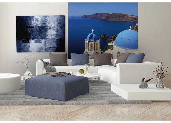 DIMEX | Vliesová fototapeta na zeď Santorini MS-3-0199 | 225 x 250 cm | modrá, krémová, hnědá