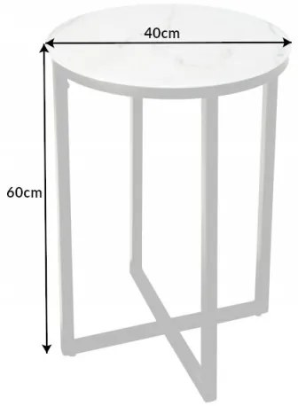 Odkládací stolek Elegance 40cm bílý mramorový vzhled/ 42162