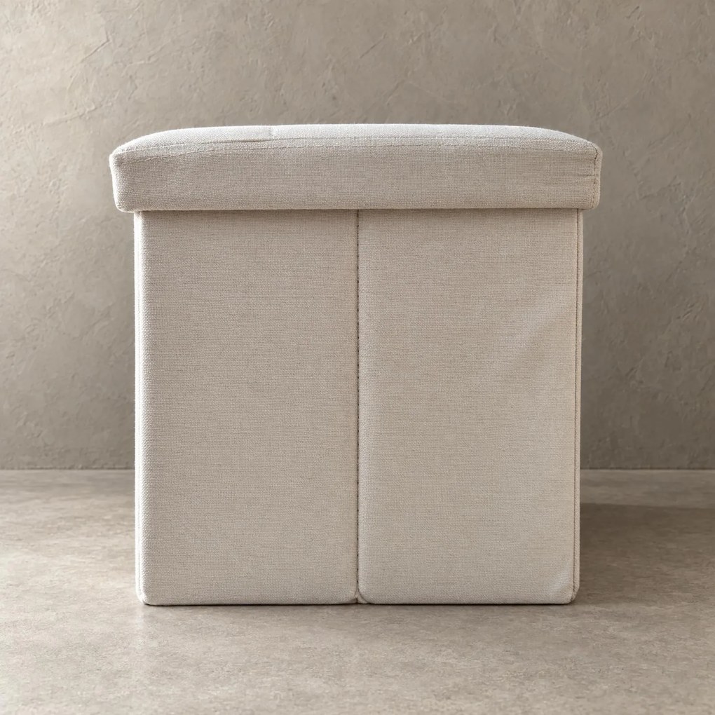 Puf s úložným prostorem, obdélníkový, skládací, 110 × 38 × 38 cm, béžový