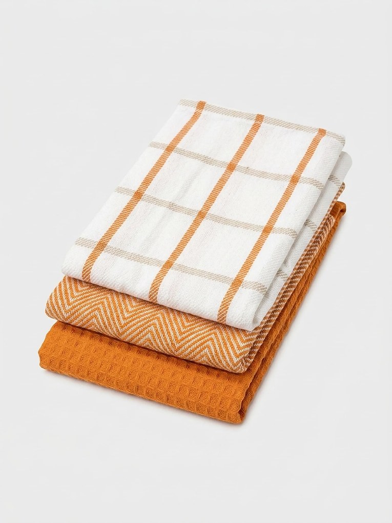 Sinsay - Sada kuchyňských utěrek s bavlnou 3 pack - oranžová