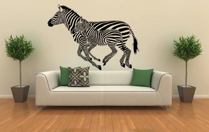 IMPAR Samolepka na zeď Běžící zebry (Velikost: 98 x 70 cm)