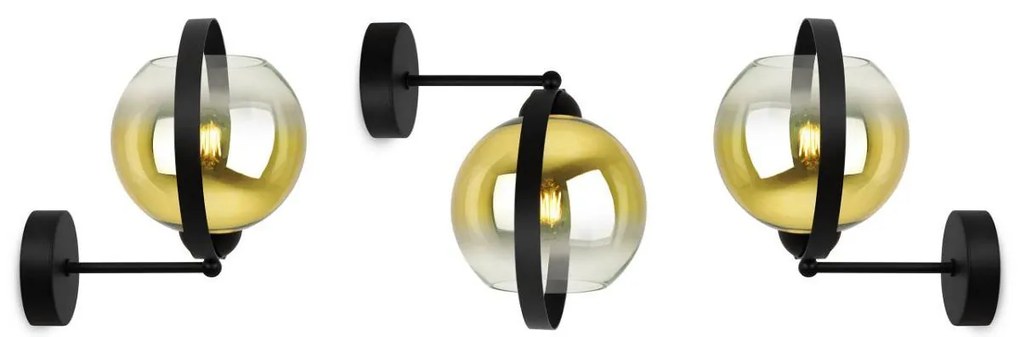 Nástěnné svítidlo Bergen Gold Ring, 1x zlaté/transparentní skleněné stínítko (fi 15cm)