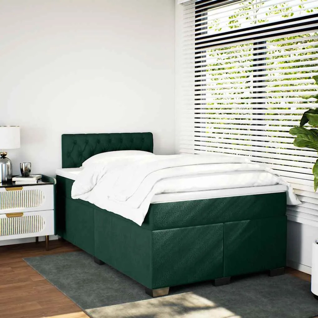 Box spring postel s matrací tmavě zelená 120 x 200 cm samet 3288591