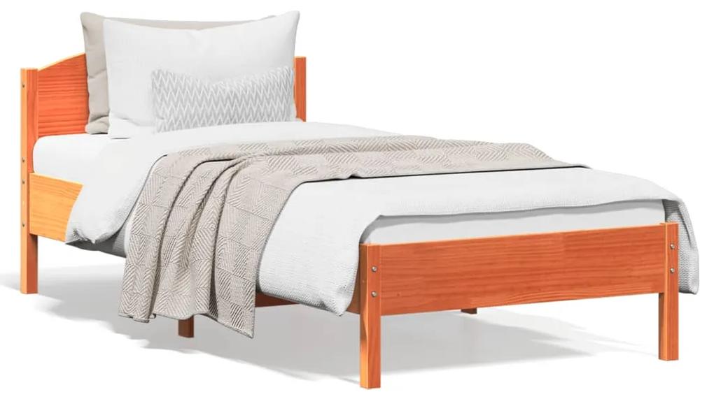 Rám postele s čelem voskově hnědý 90 x 200 cm masivní borovice - Default Title
