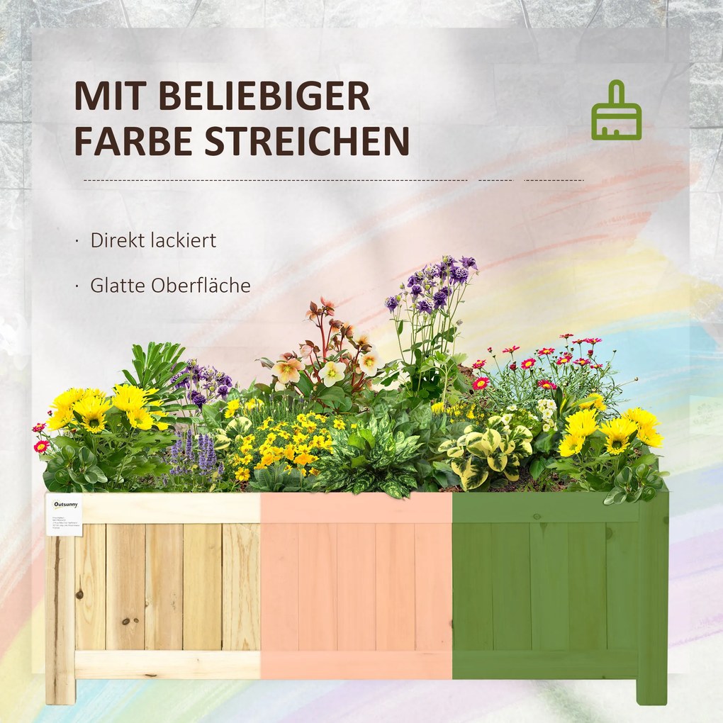 Outsunny skládací truhlík na vyvýšený záhon 70x30x25cm pro zahradu terasu balkon z jedlového dřeva příroda | Aosom.de