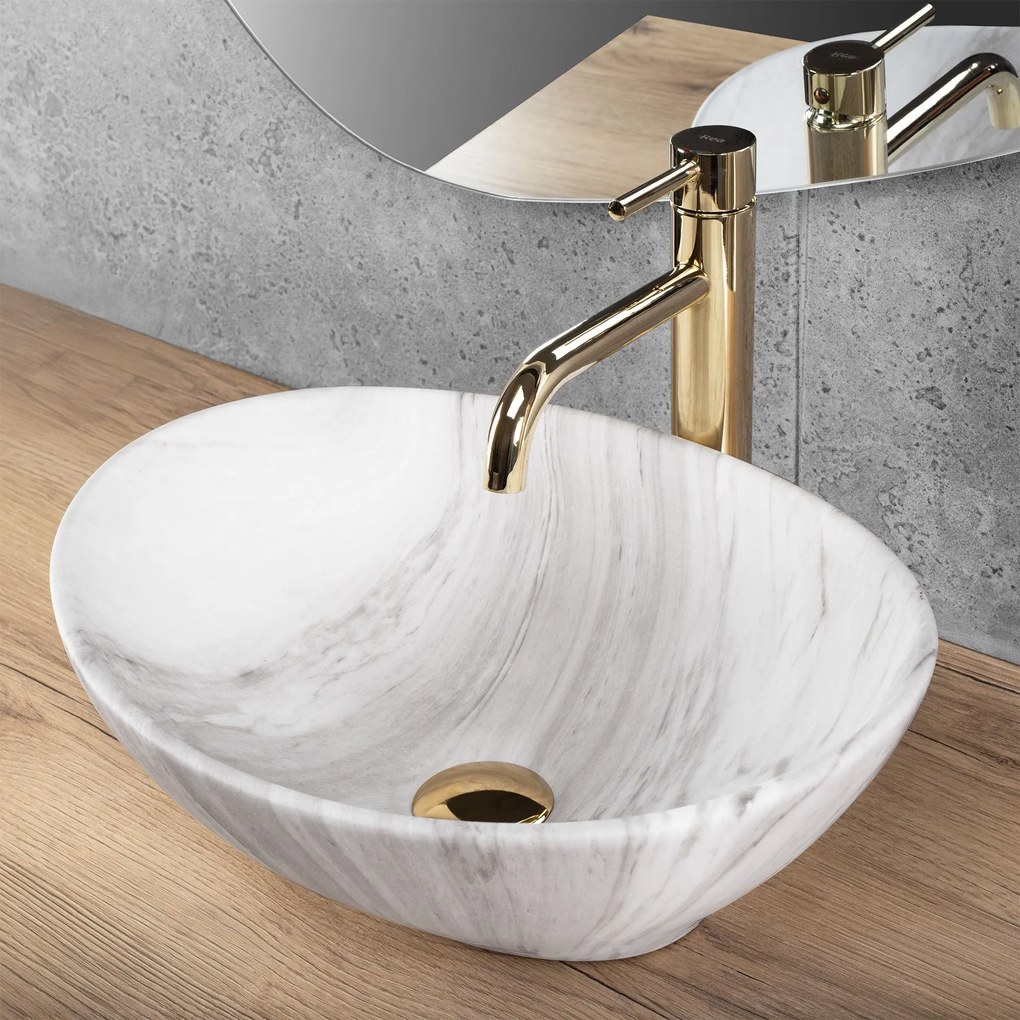 Rea Sofia Ash, umyvadlo na desku 41x34,5x15 cm, imitace kamene, REA-U6362