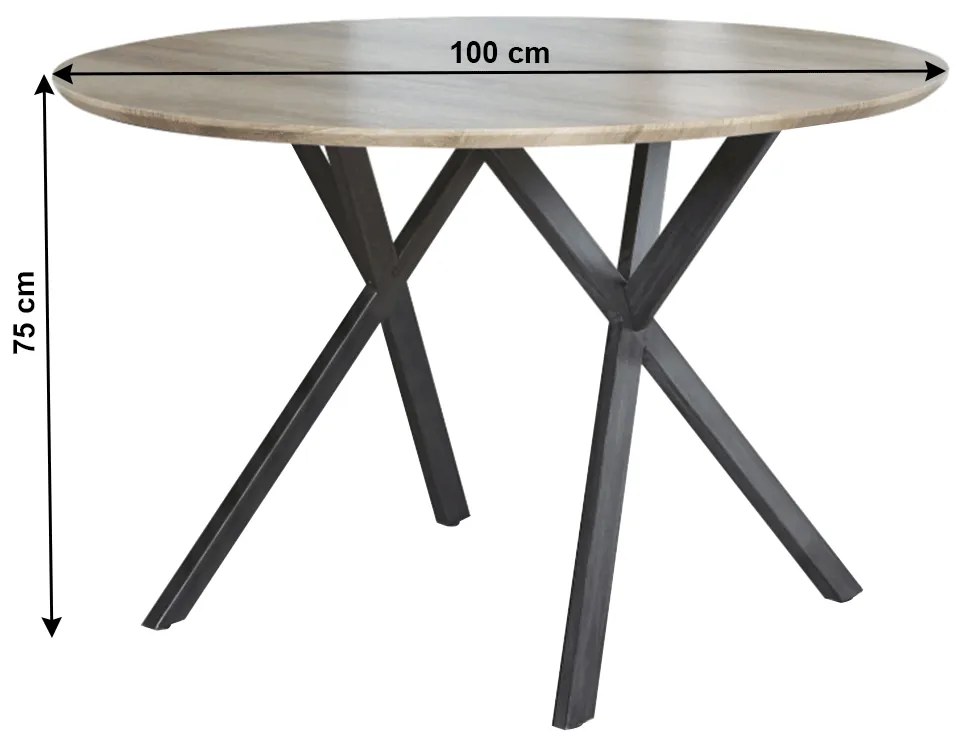 Jídelní stůl Papago (pro 4-6 osob) (dub šedý + černá). 1034324