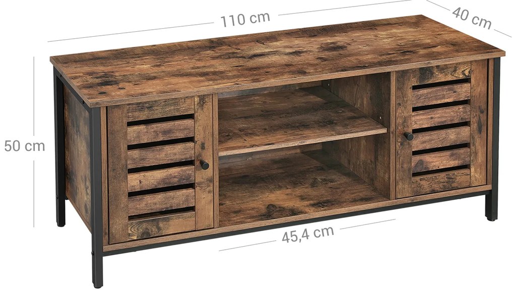 Songmics Televizní stolek industriální 2 dvířka 110 x 40 cm