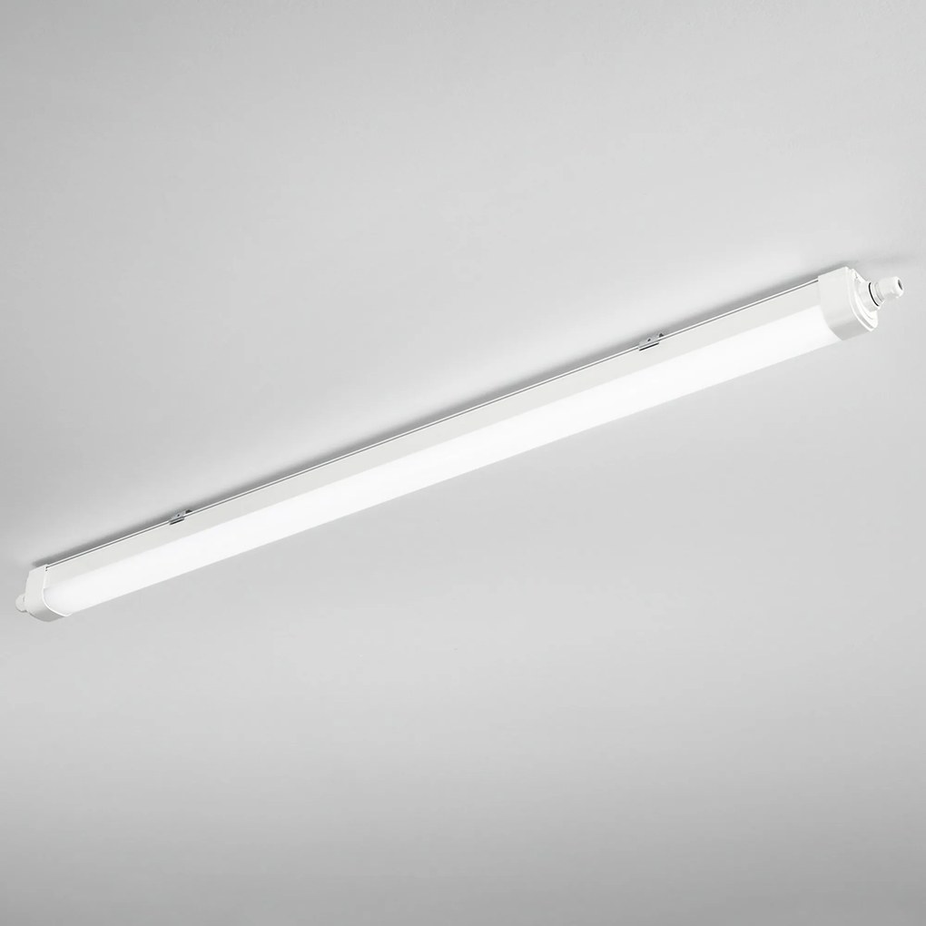 FAN LED-RUBIS-SENS Vlhkotěsná stropní LED svítidlo Rubis (bílé, se senzorem) 36 W, 4900 lm, CCT 3000 / 4000 / 6500 K, IP65, 1200 x 58 x 62 mm - FANEUROPE