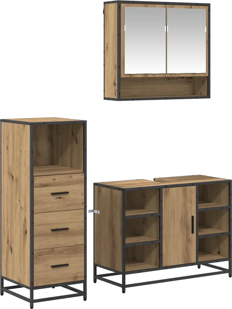 Sada koupelnového nábytku 3 ks Artisanový dub 80 x 33 x 60 cm 3402564