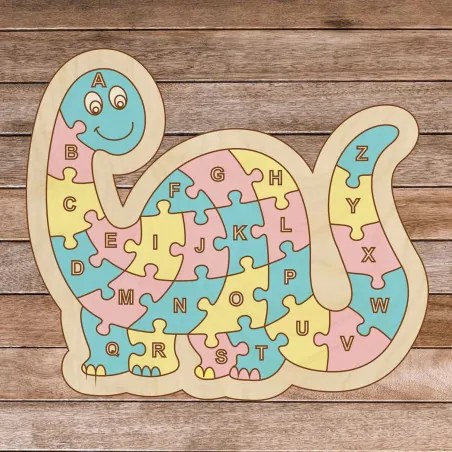 Dětské dřevěné puzzle - Dinosaurus a abeceda A-ZET 26 dílků | SENTOP H006 H006