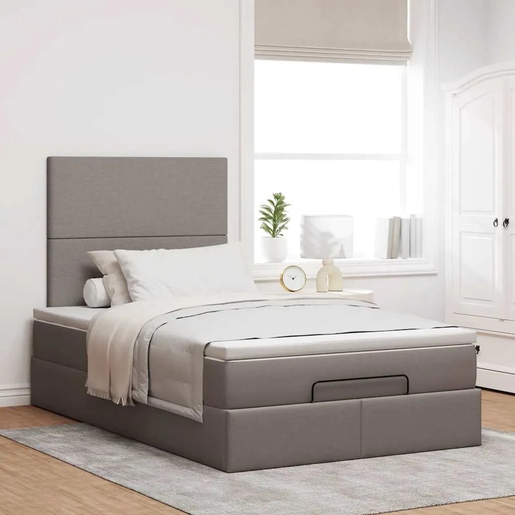 Osmanský rám postele s matrací taupe 120x190cm textil 3313910