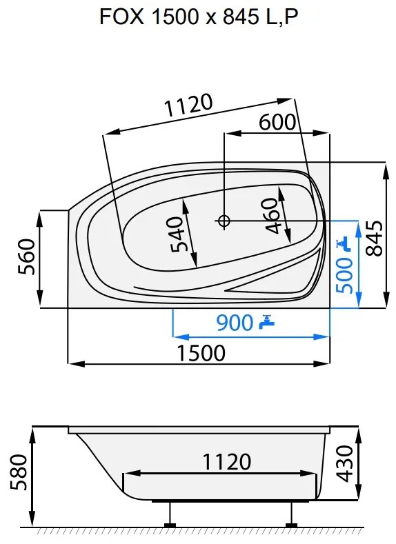 Santech plus Santech hydromasážní asymetrická vana FOX Body 200, 150x84,5 cm