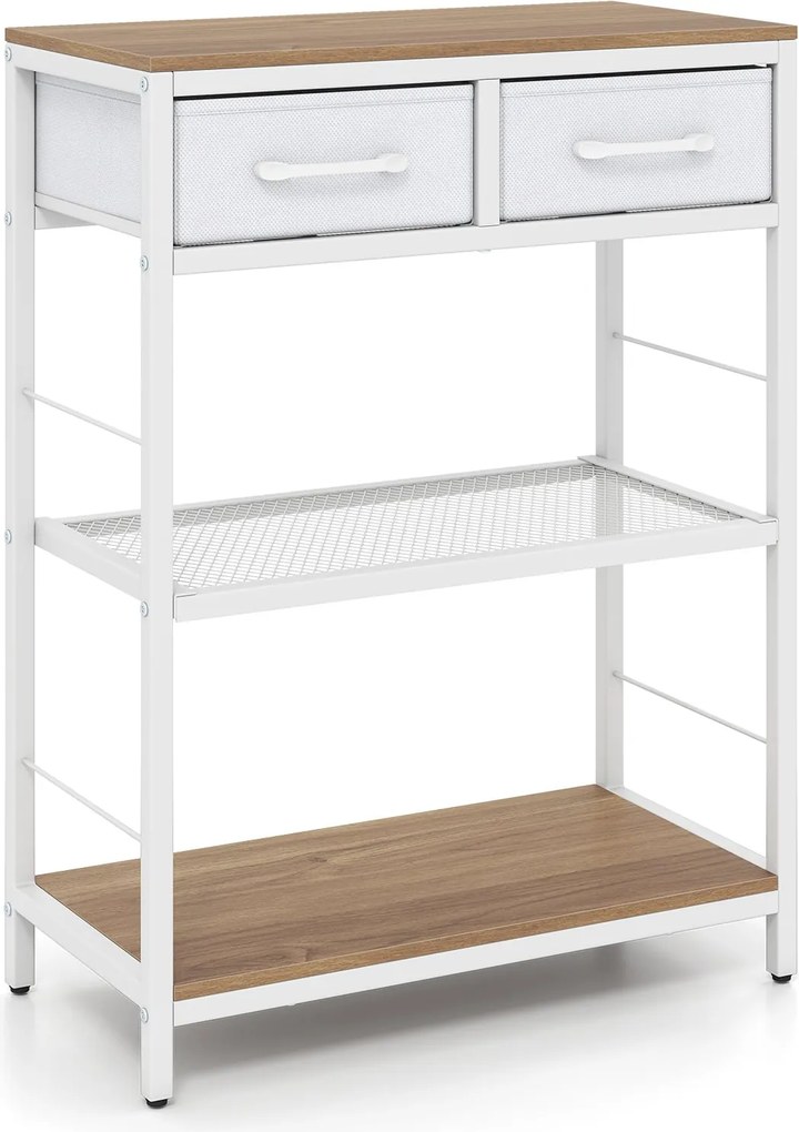Costway Úzký konzolový vstupní stolek s 2 látkovými zásuvkami – 60 × 30 × 81 cm