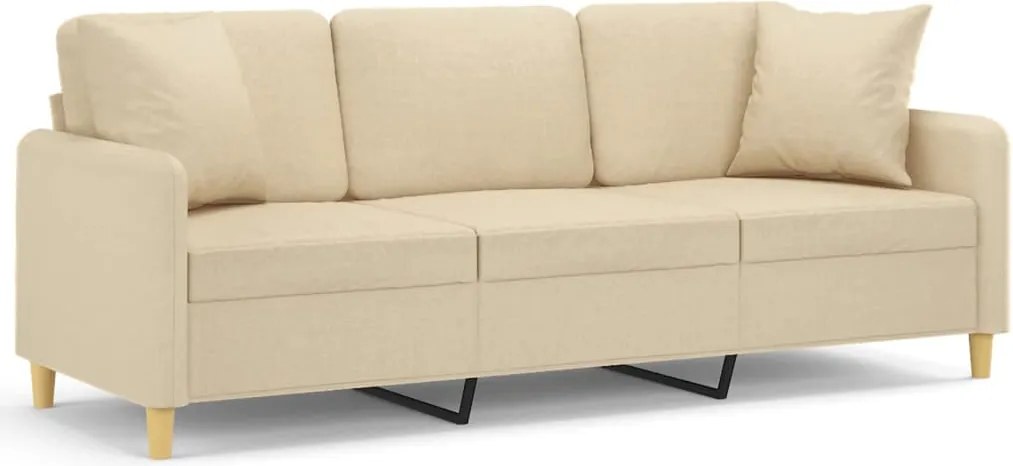 3místná pohovka s polštáři krémová 180 cm textil 3200919