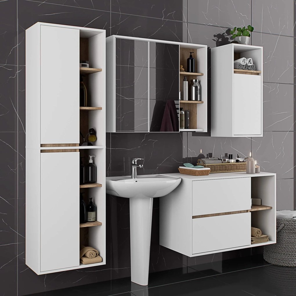 Závěsná koupelnová skříňka se zrcadlem VAMI 90 cm - výběr z 5 provedení