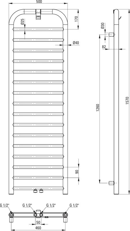 Deante Silia, koupelnový radiátor 500x1570 mm, 586W, bílá matná, DEA-AGI_AG51