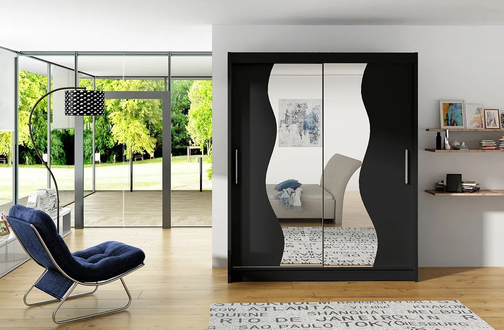ADRK Furniture Skříň posuvná se zrcadlem RENZO 150 ADRK-SW-REN-B-150