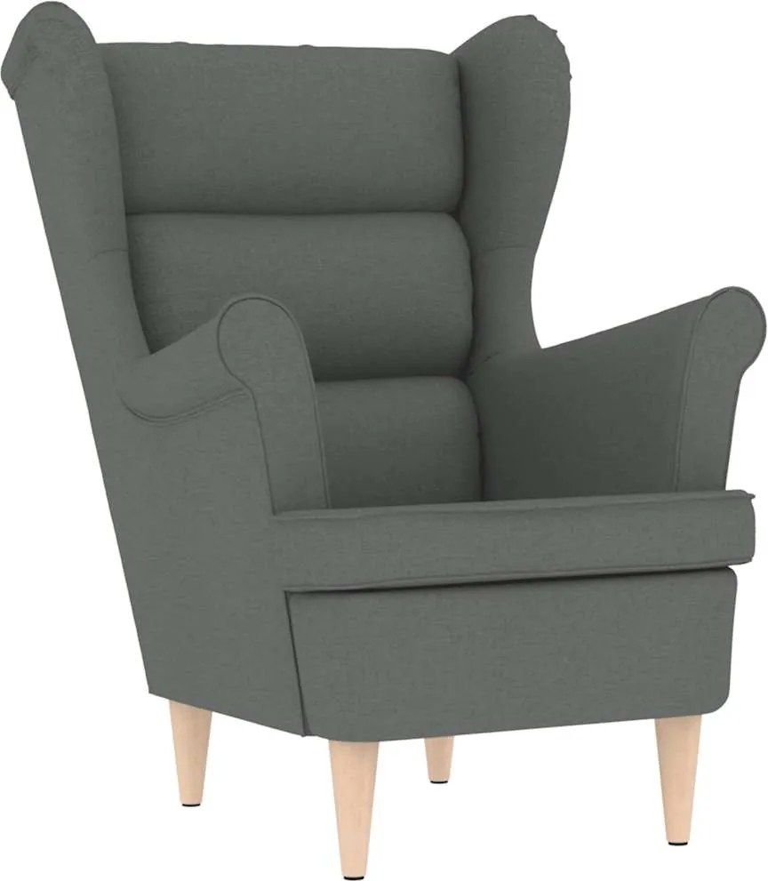 Křeslo s podnožkou tmavě šedé textil 3307990