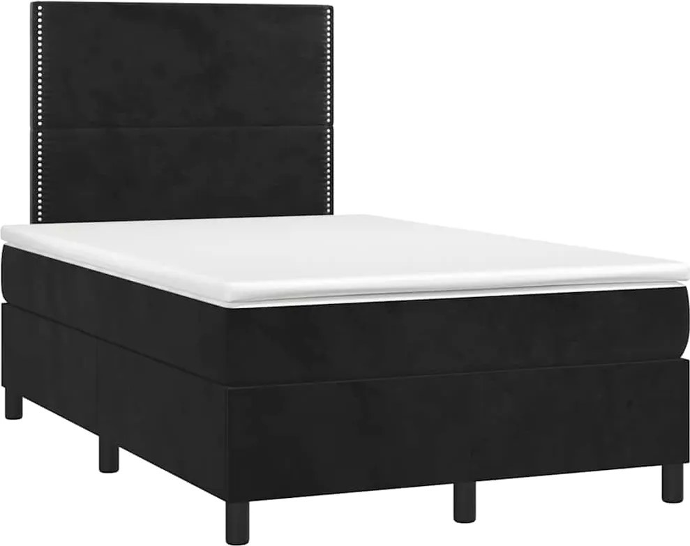 Box spring postel s matrací a LED černá 120 x 190 cm samet 3270307