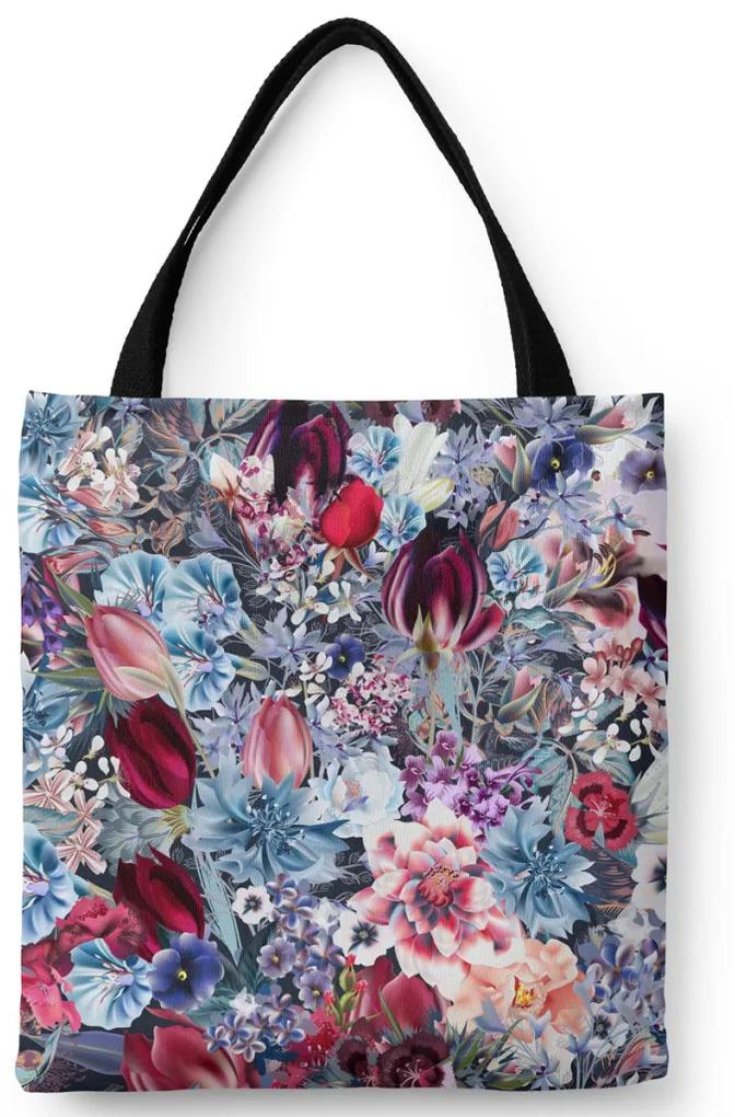 Nákupní taška V hojnosti květů - odstíny růžové, zelené a modré barvy