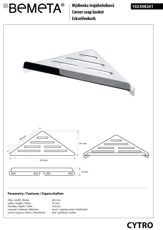 Bemeta Design CYTRO: Polička, do sprchy, rohová - 102308261