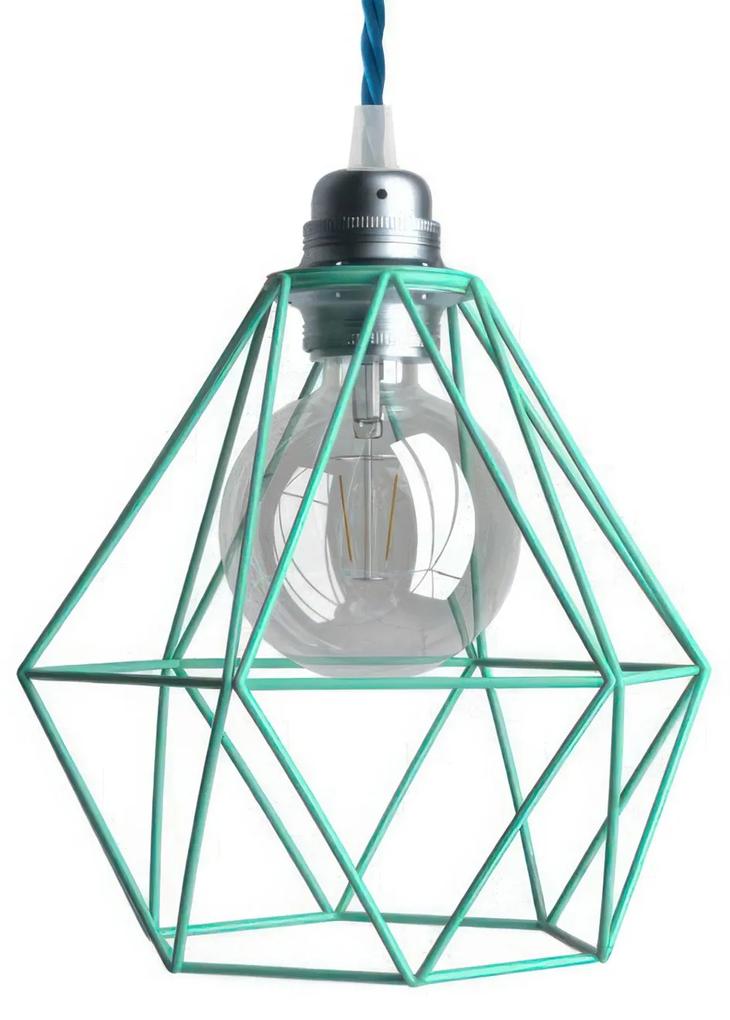 creative cables Závěsná lampa s textilním kabelem, stínidlovým rámem diamant a kovovými detaily Barva: Mosaz