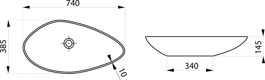 Sapho Sapho, OVALI keramické umyvadlo 74x38,5 cm, bílá