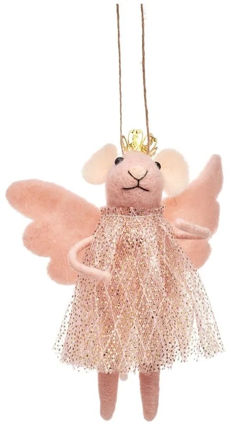 Textilní ručně vyrobená vánoční ozdoba 13 cm Pink Princess Fairy Mouse – Sass & Belle