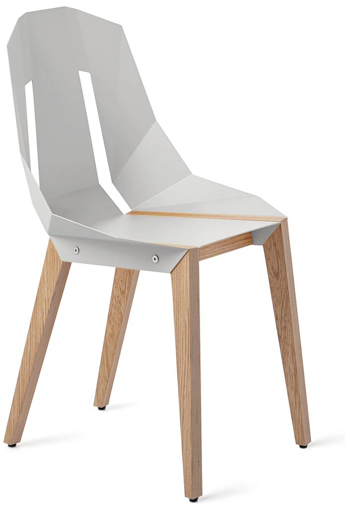 Bílá hliníková židle Tabanda DIAGO s dubovou podnoží