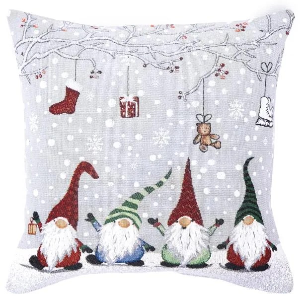 SCANquilt povlak MOTIV elfíci s dárky bílošedá 45 x 45 cm
