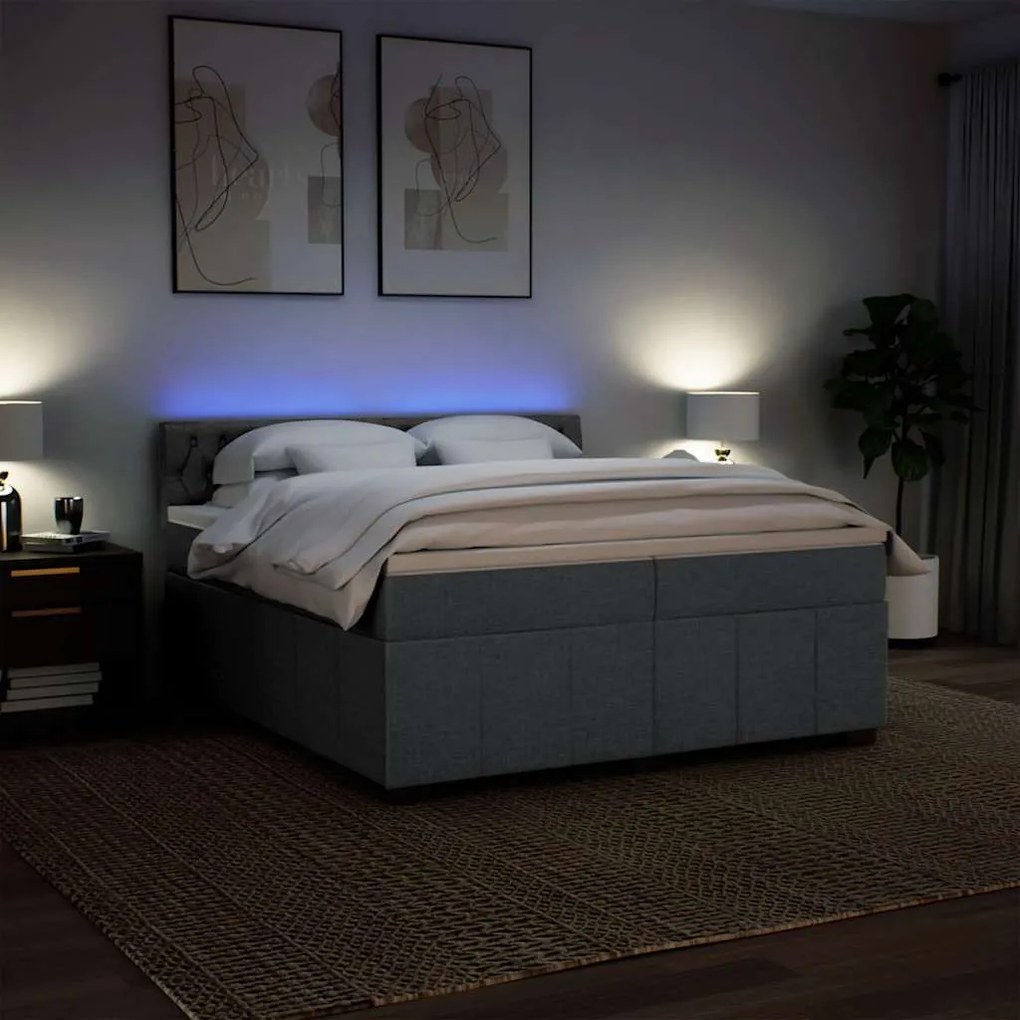 Box spring postel s matrací tmavě šedá 200x200 cm textil 3289483