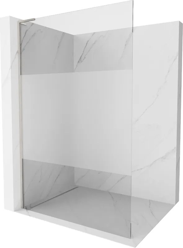 Mexen Kioto L, sprchová zástěna Walk-In 90 x 200 cm, 8mm čiré sklo-námraza, broušená ocel profil, 800-090-103-97-35