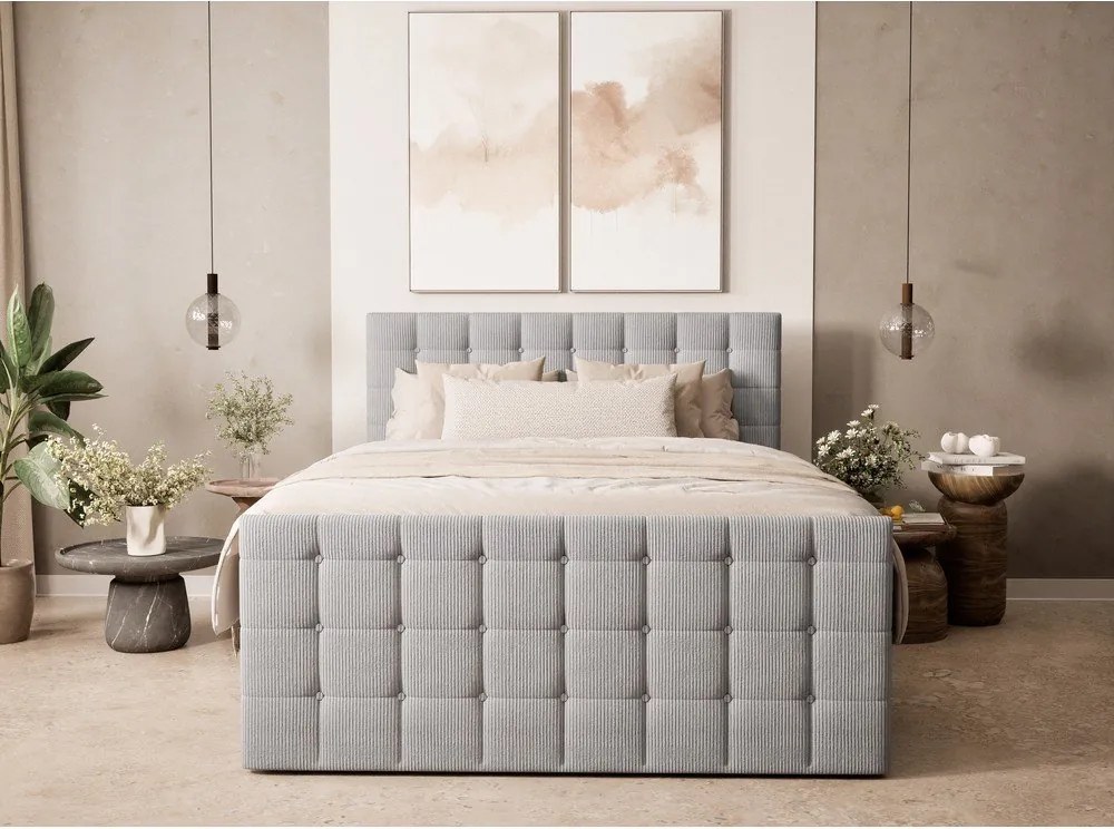 Šedá boxspring postel s úložným prostorem 200x200 cm Tasca – Maison de Rêve