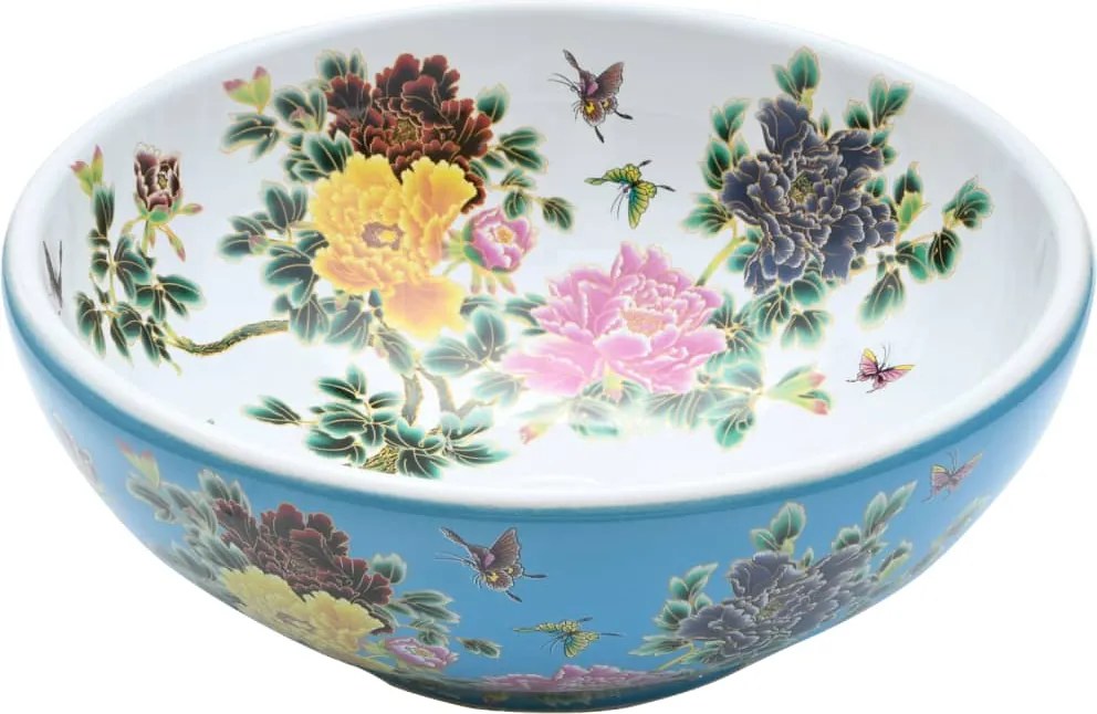 Umyvadlo na desku vícebarevné kulaté Φ 41 x 14 cm keramika 155055