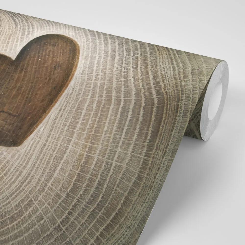 Samolepící tapeta symbol lásky na dřevě