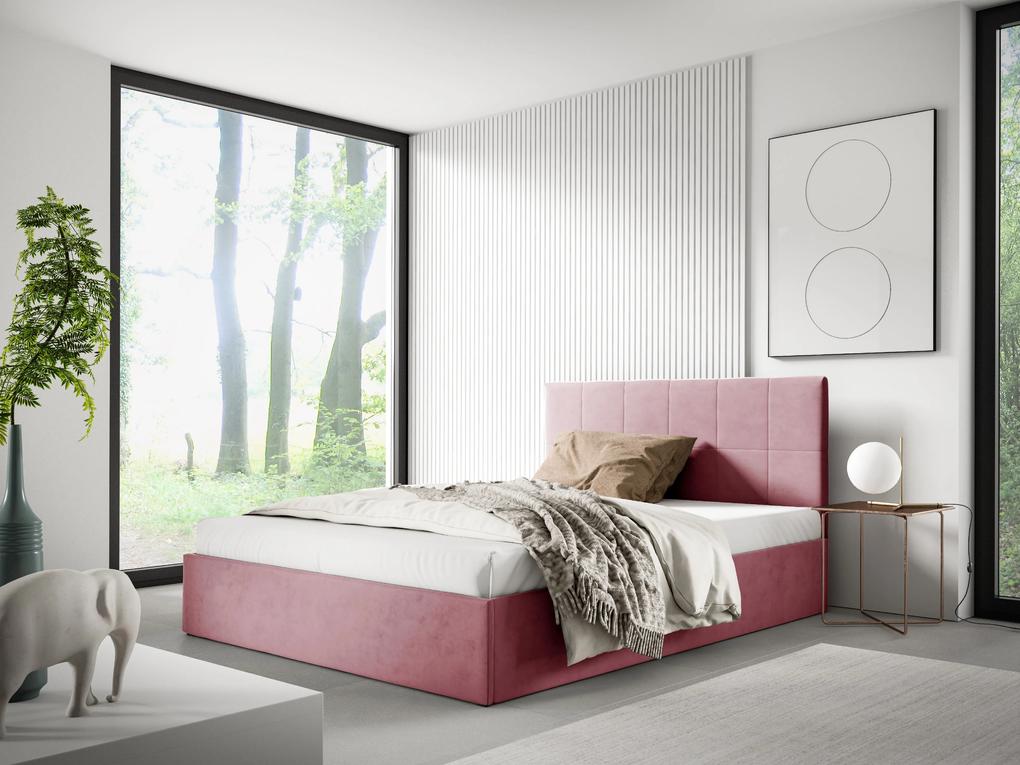 Eka Čalouněná postel SMART 140x200 cm Barva látky Trinity: (2310) Růžová, Úložný prostor: Bez úložného prostoru