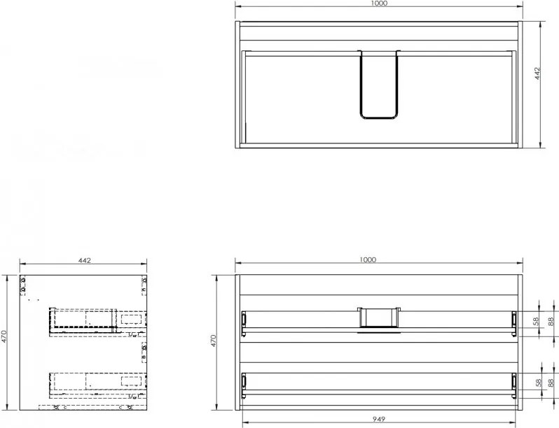 Mexen Box-A, závěsná skříňka 100 cm, 2 zásuvky, dub, 91AX0-1000-470-2-81