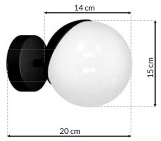 Nástěnné svítidlo Sfera, 1x bílé skleněné stínítko, b