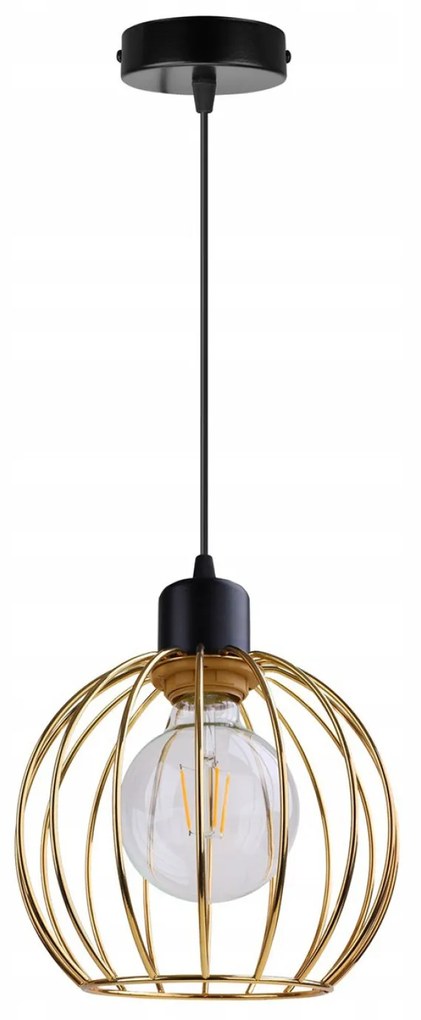 Light for home - Závěsné svítidlo na lanku s kovovým stínítkem LH017 "MONA", 1x60W, E27, Černá