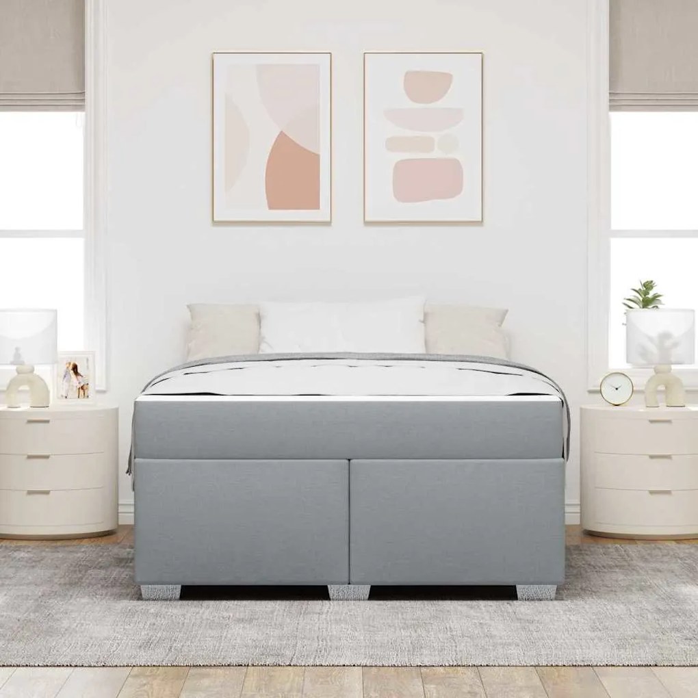 Rám postele s matrací Světle šedá 140 x 200 cm textil 3399187