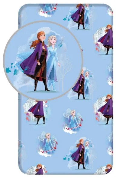 Jerry Fabrics Prostěradlo Frozen 2 Blue leaves 90x200x25 cm