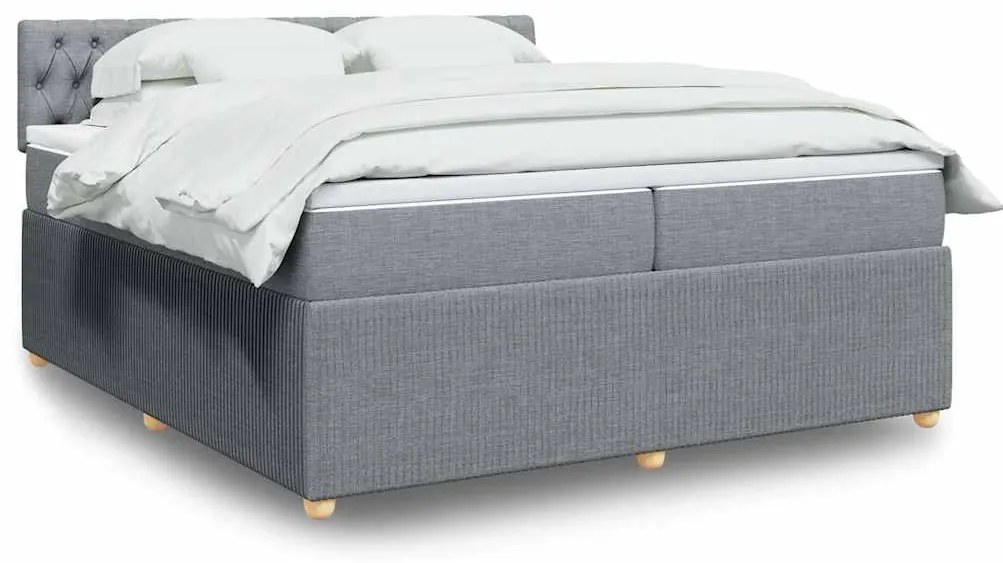 Box spring postel s matrací světle šedá 200 x 200 cm textil 3289870